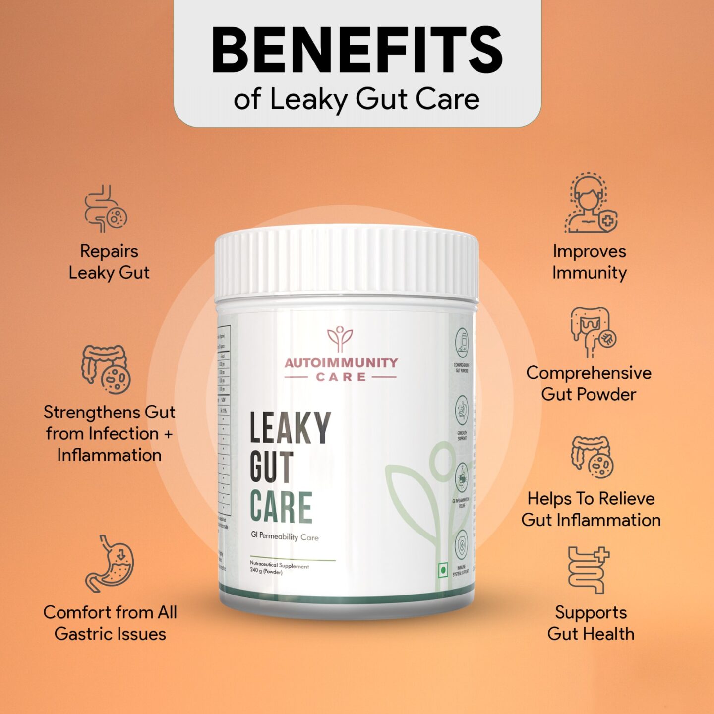 Buy Leaky Gut Care, 240g - Gut Repair and Digestive Powder