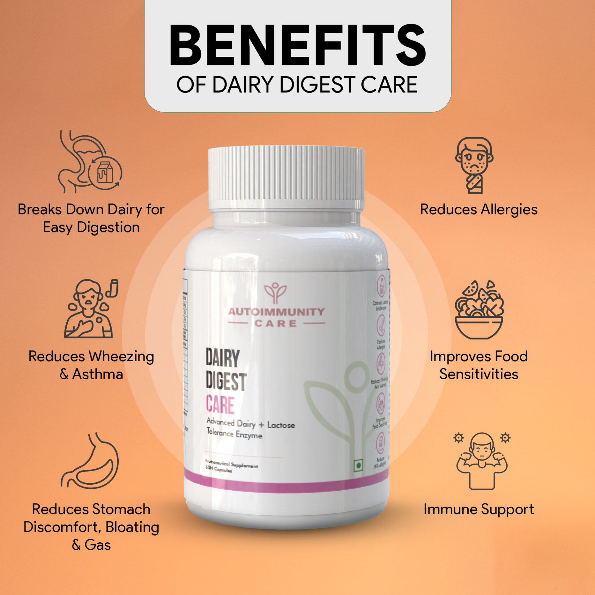 Buy Dairy Digest Care - 60 Veg Capsules for Lactose Intolerance