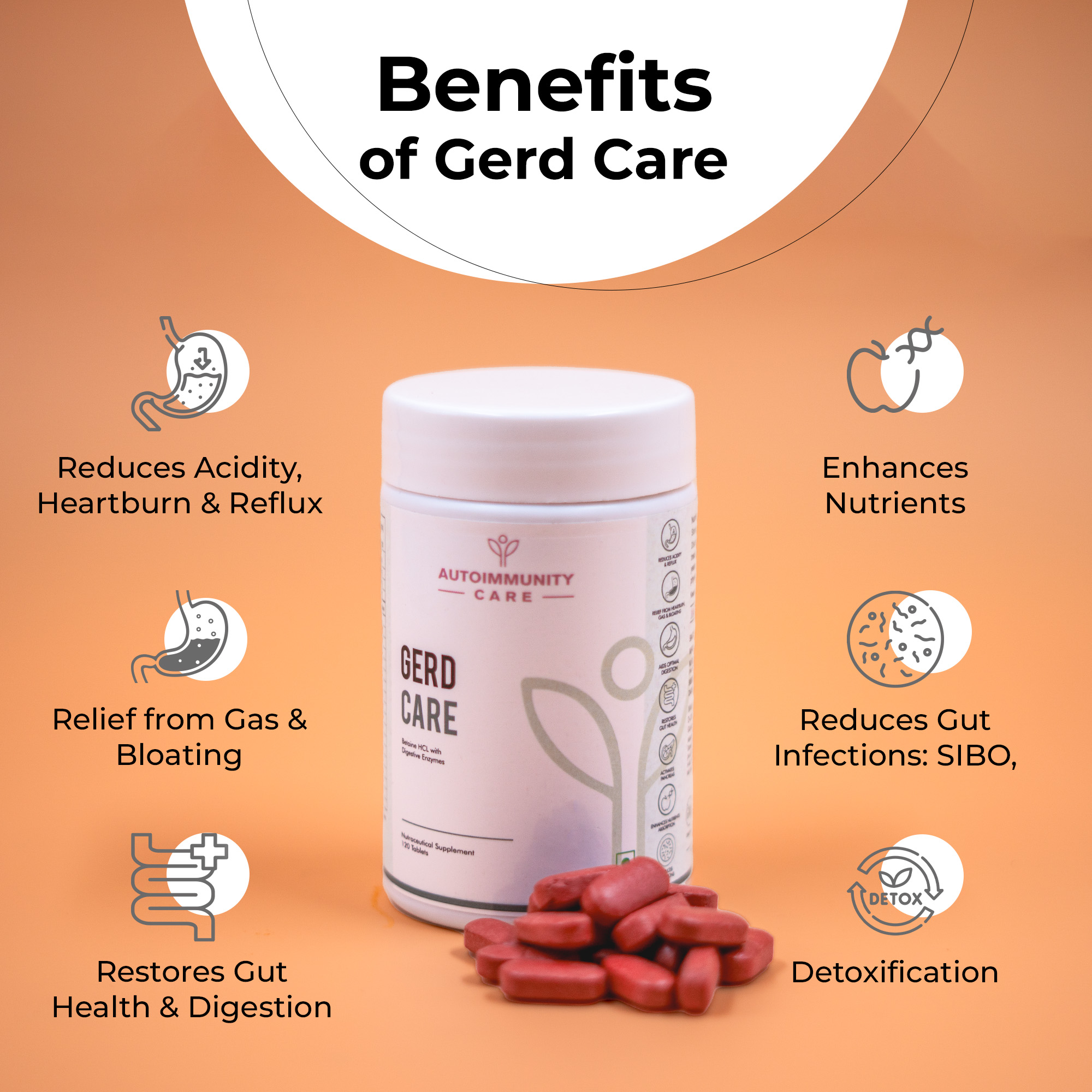 Buy Betaine HCL Enzymes for Gerd, 120 Tablets - Gas and Heartburn Relief